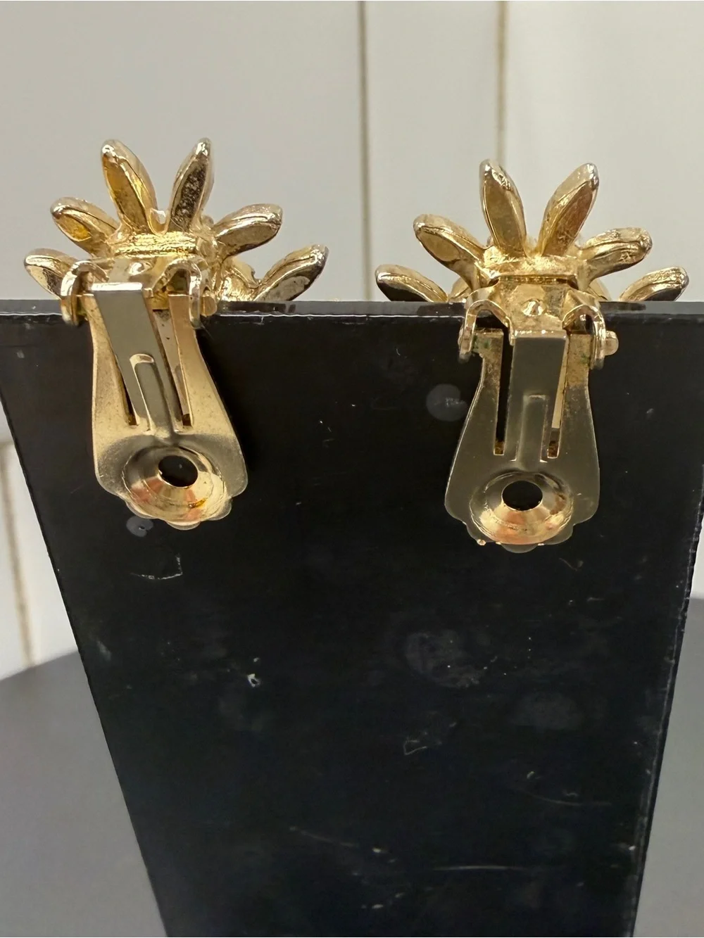 Jewelry | Gold Tone Sunflower And Amber Glass Clipon Earrings | Poshmark